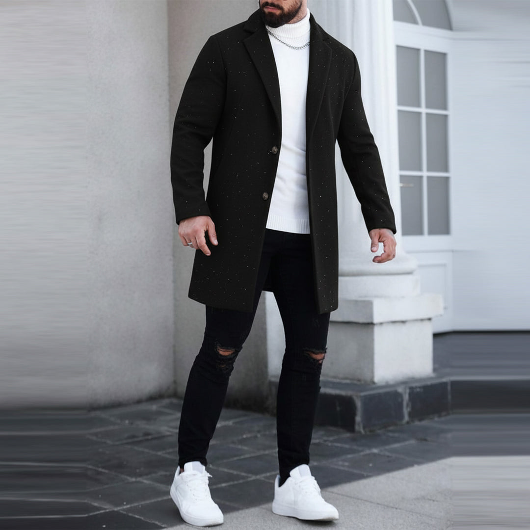 Imported Classic White Doted Woolen Long Coat For Men – Deeds.pk