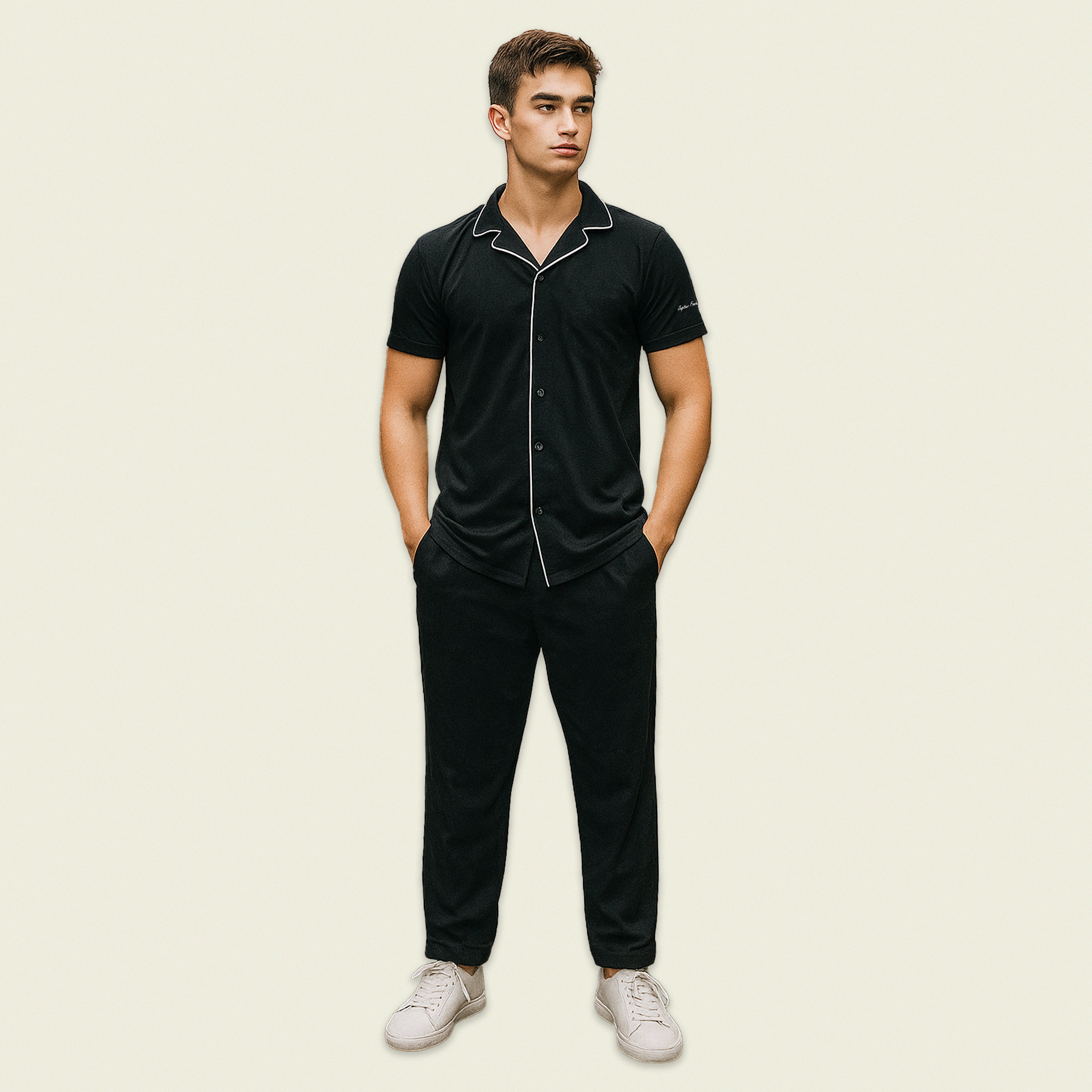 Jupiter Celebrity White Lining Contrast Unisex French Pique Coord Set ...