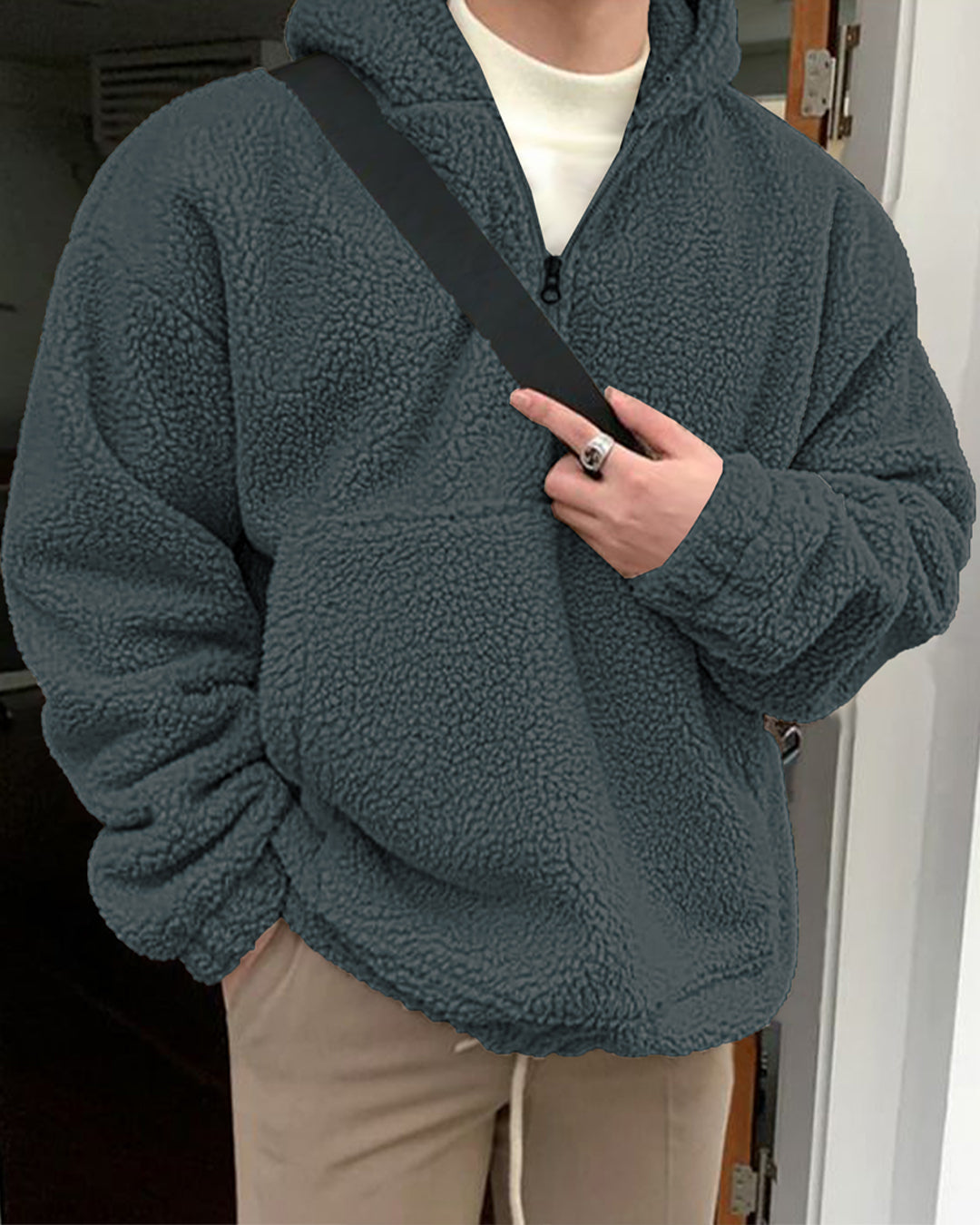 Jupiter Rugged Sherpa Quarter Zip Gender Neutral Hoodie – Deeds.pk