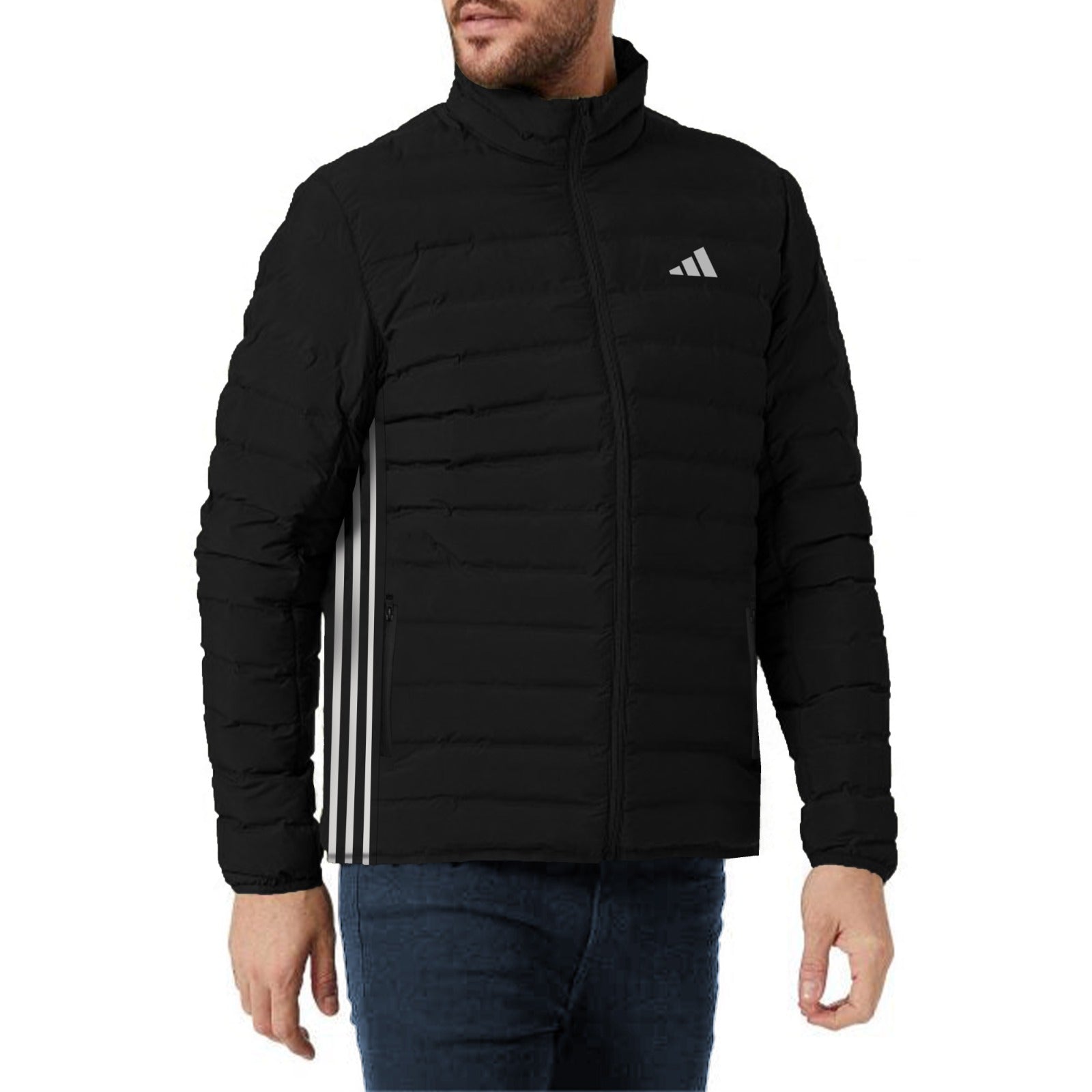 3 Stripes Signature Logo Premium Quilted Bomber Jacket For Men – Deeds.pk