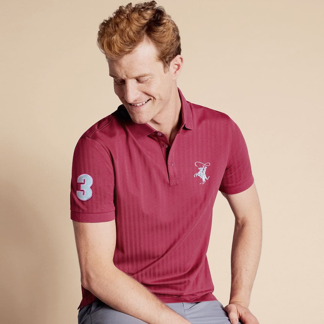Textured Fabric Iconic Logo Cotton Polos For Men’s – Deeds.pk