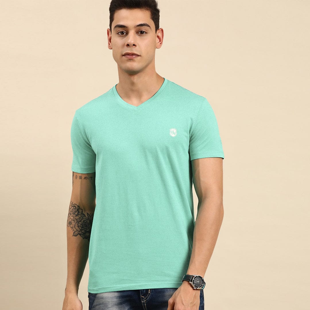 Funkys high density logo stellar V neck cotton tee – Deeds.pk